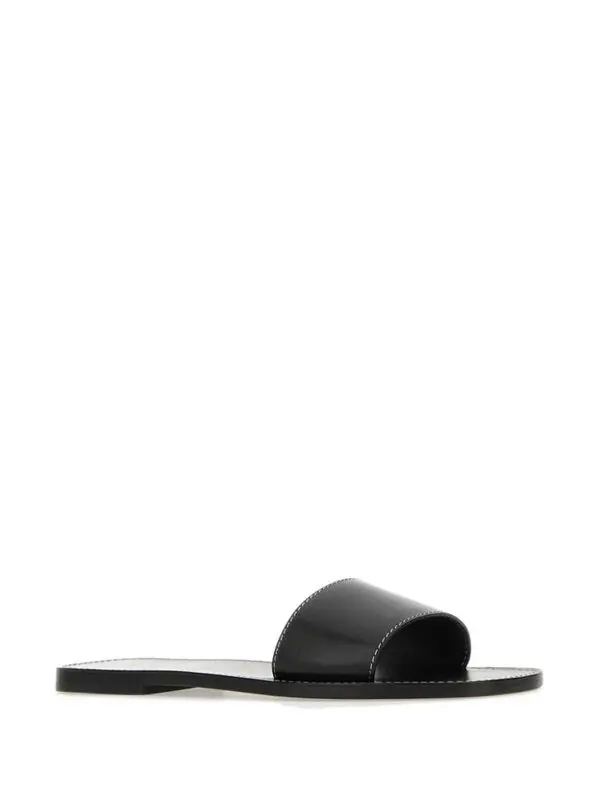 THE ROW Milla Leather Slides - Black