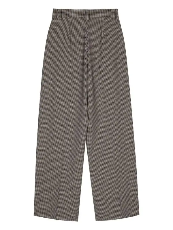 ALYSI Houndstooth Wide-leg Trousers - Brown
