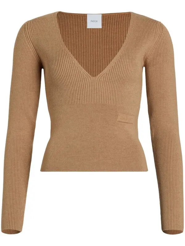 PATOU V-neck Ribbed Sweater