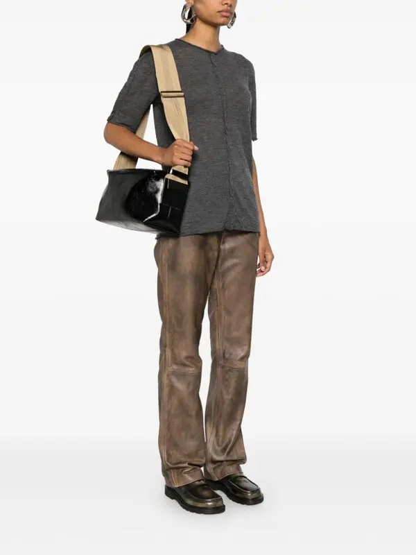 UMA WANG Debossed Logo Shoulder Bag - Black