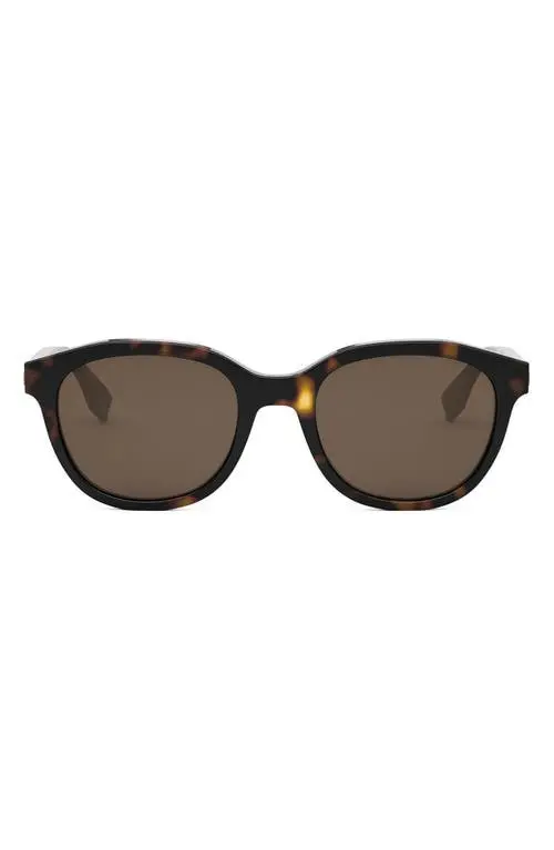 Fendi 52mm Rectangle Sunglasses - Dark Havana / Brown