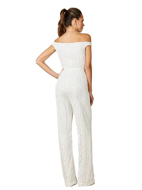 LARA NEW YORK Gabby Beaded Bridal Jumpsuit