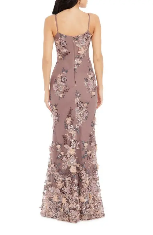 Dress The Population Giovanna Beaded Floral Appliqu Mermaid Gown - Mauve  Multi | Editorialist