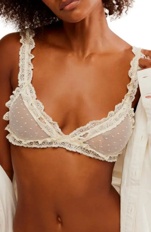 Free People Intimately Fp Heart To Heart Dotted Mesh Bralette - Ivory