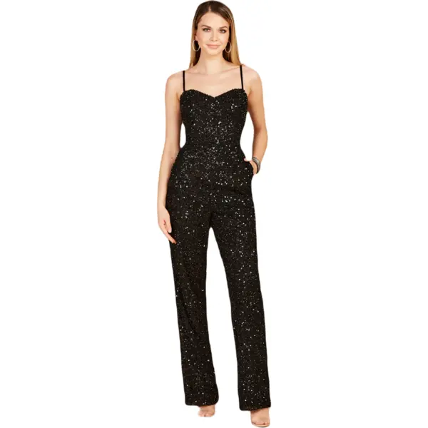 LARA NEW YORK Beaded Jumpsuit - Black