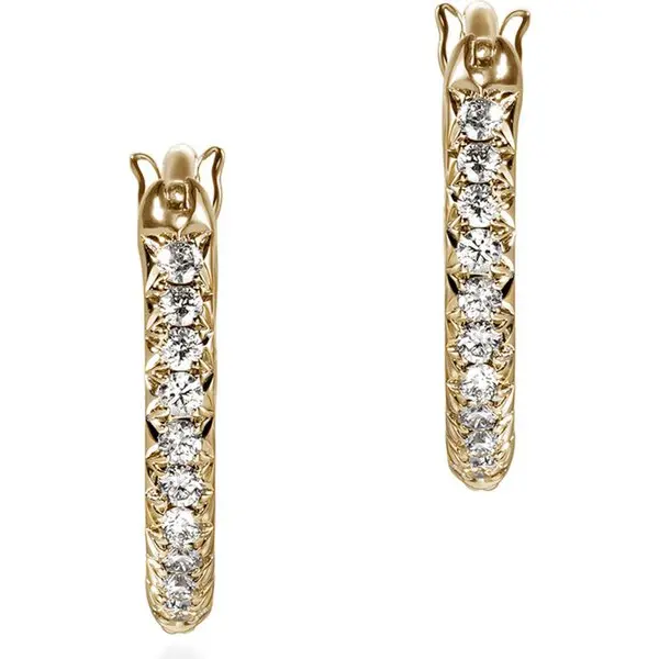 John Hardy Jh Essentials Hoop Earrings With Diamonds - Gold