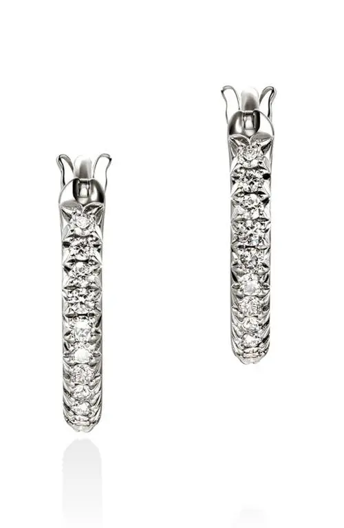 John Hardy Jh Essentials Pavé Diamond Hoop Earrings In Sterling - Silver/diamond