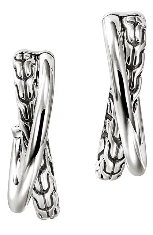 John Hardy Essentials Crossover Hoop Earrings - Silver