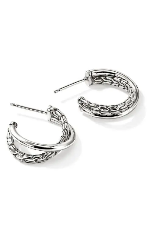 John Hardy Essentials Crossover Hoop Earrings - Silver