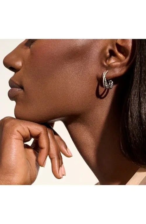 John Hardy Sterling And 14k Gold Crossover Hoop Earrings With Diamonds - Silver