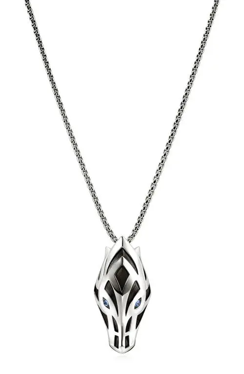 John Hardy Naga Pendant Necklace - Silver/ Blue Sapphire