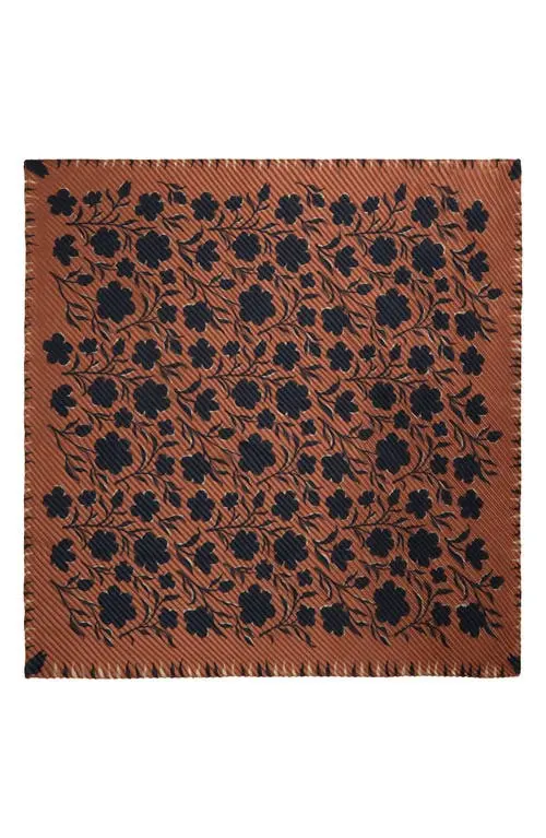 Treasure & Bond Pleated Satin Scarf - Rust Antique Floral