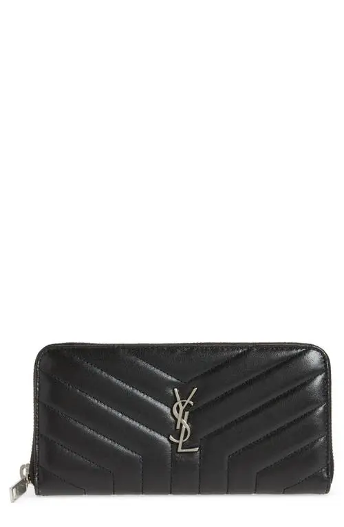 Saint Laurent Loulou Matelassé Leather Zip-around Wallet - Noir