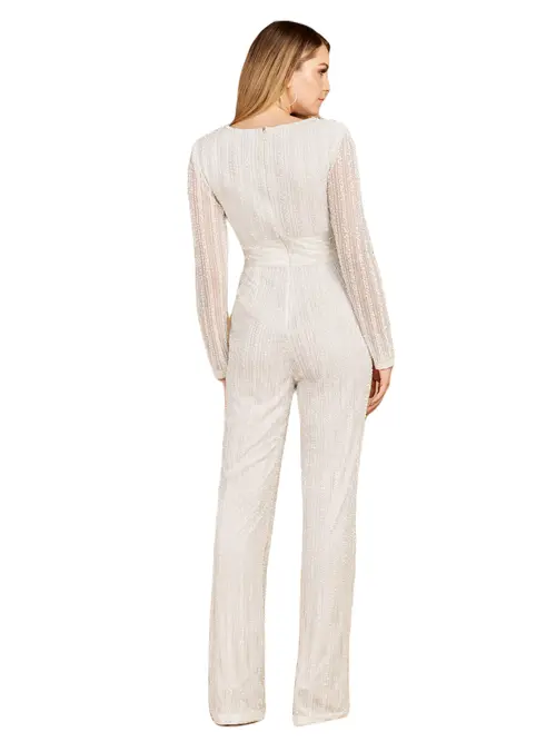 LARA NEW YORK Beaded Long Sleeve Jumpsuit