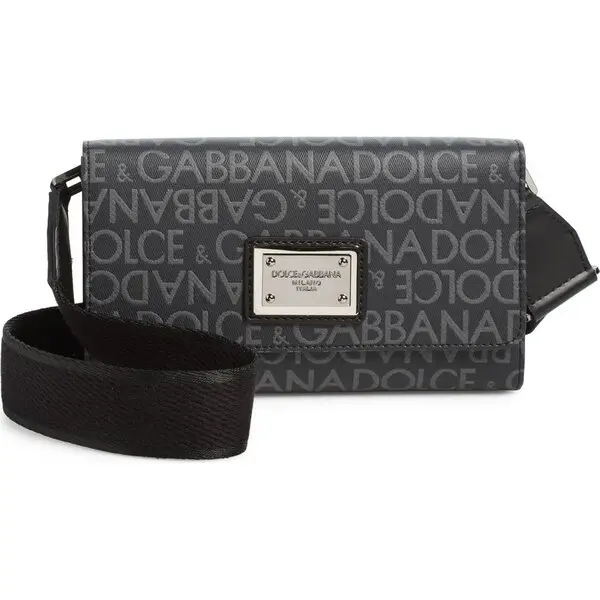 Dolce & Gabbana Logo Jacquard Crossbody Bag - 8b969 Nero/ Grigio