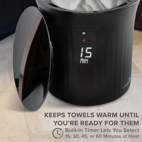 LIVE FINE Small Bucket Style Towel Warmer - Black