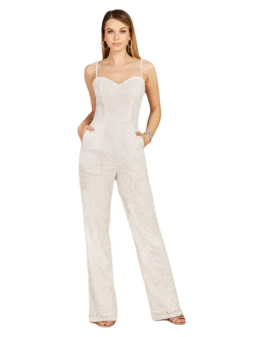 LARA NEW YORK Beaded Bridal Jumpsuit - Ivory