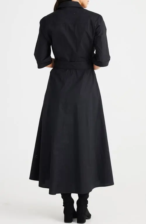 BRAVE+TRUE Rossellini Pleated Cotton Shirt Dress
