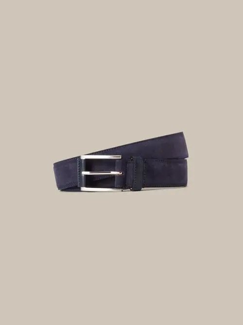 Robert Talbott Lewis Suede Belt - Navy