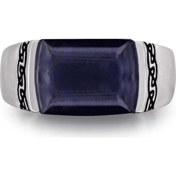 LUVMYJEWELRY Blue Pietersite Celtic Sterling Signet Ring - Silver