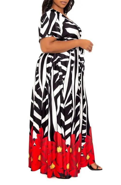 BUXOM COUTURE Animal Print Crop Top And Maxi Skirt Set