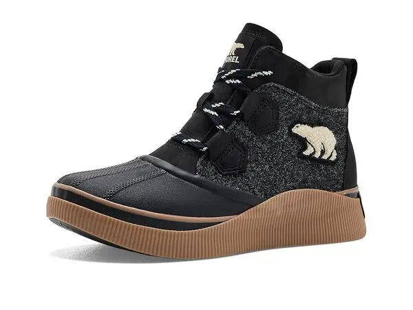 Sorel Waterproof Lace-up Leather And Suede Boots - Black/gum