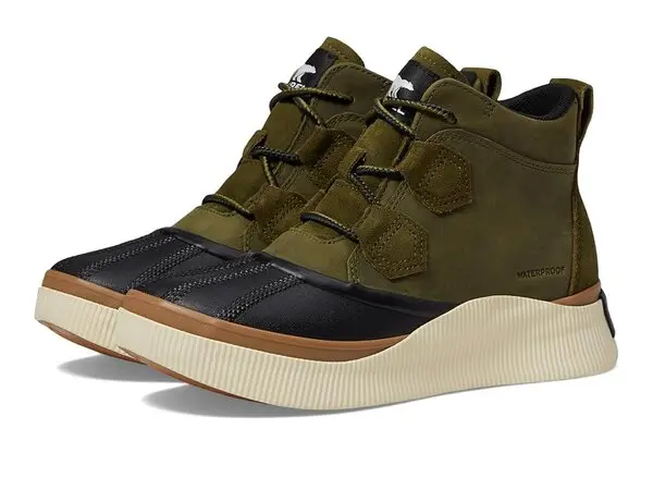 Sorel Waterproof Lace-up Leather And Suede Boots - Utility Green/black
