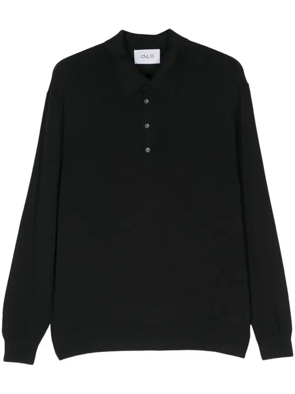 D4.0 Wool Polo Shirt - Black