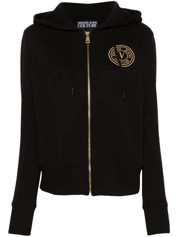 Versace Logo-embroidered Zip-up Hoodie
