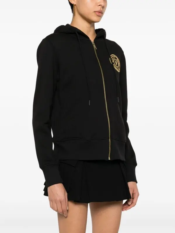 Versace Logo-embroidered Zip-up Hoodie