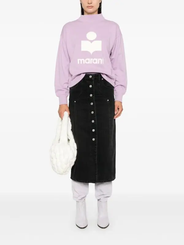 MARANT ETOILE Vandy Denim Midi Skirt - Black