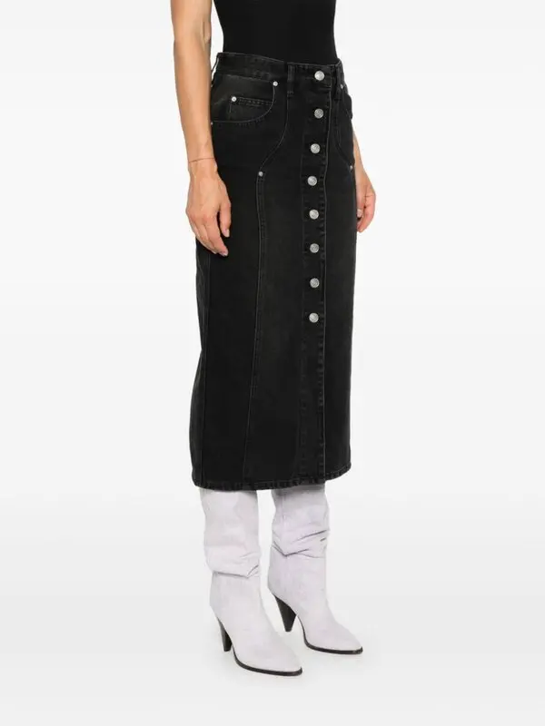 MARANT ETOILE Vandy Denim Midi Skirt - Black
