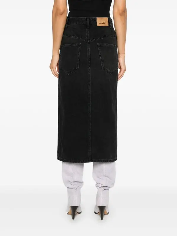 MARANT ETOILE Vandy Denim Midi Skirt - Black