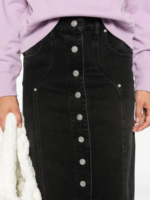 MARANT ETOILE Vandy Denim Midi Skirt - Black