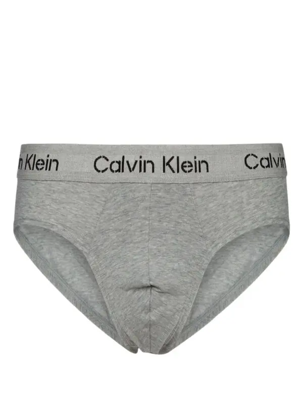 Calvin Klein Logo-print Waistband Briefs - Grey