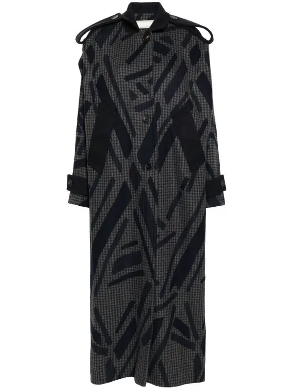 LITKOVSKA Geometric-print Wool Trench Coat