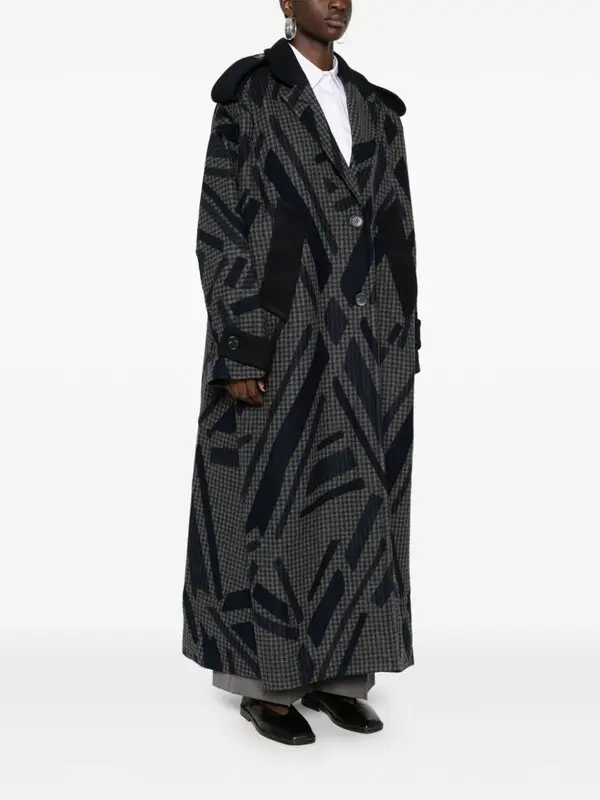 LITKOVSKA Geometric-print Wool Trench Coat