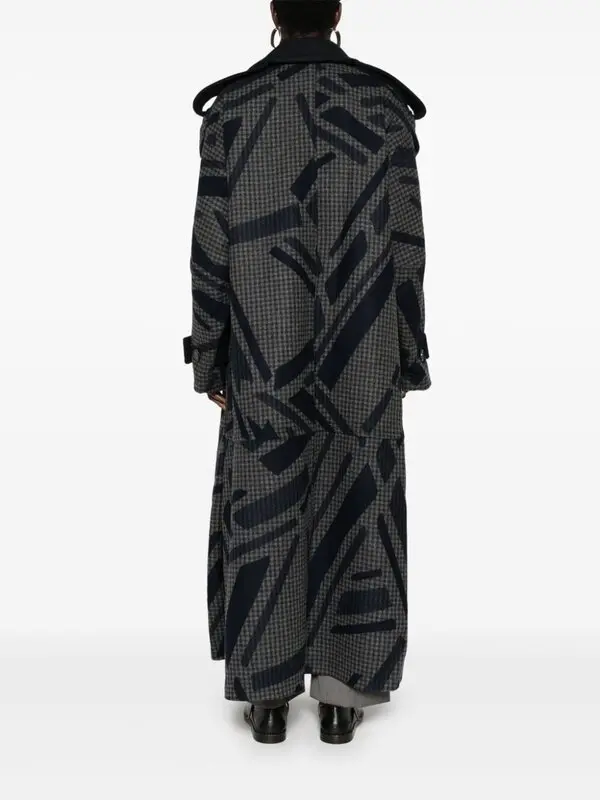 LITKOVSKA Geometric-print Wool Trench Coat