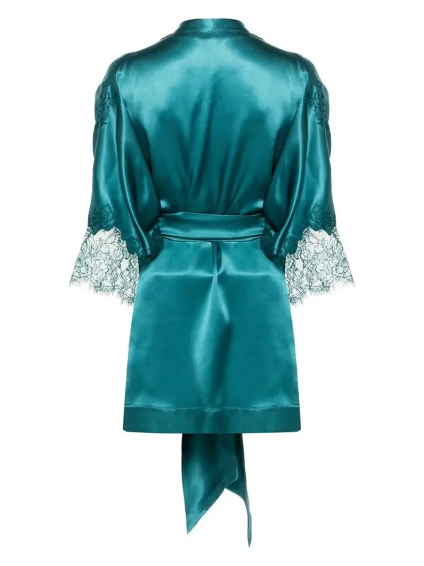 Carine Gilson Lace-trim Silk Robe