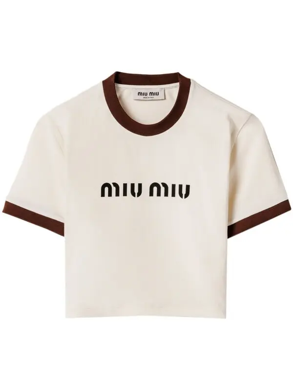 Miu Miu Print Jersey T-Shirt - Neutrals | Editorialist