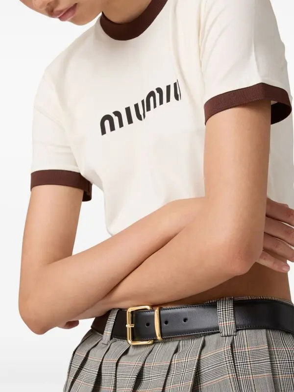 Miu Miu Print Jersey T-Shirt - Neutrals | Editorialist