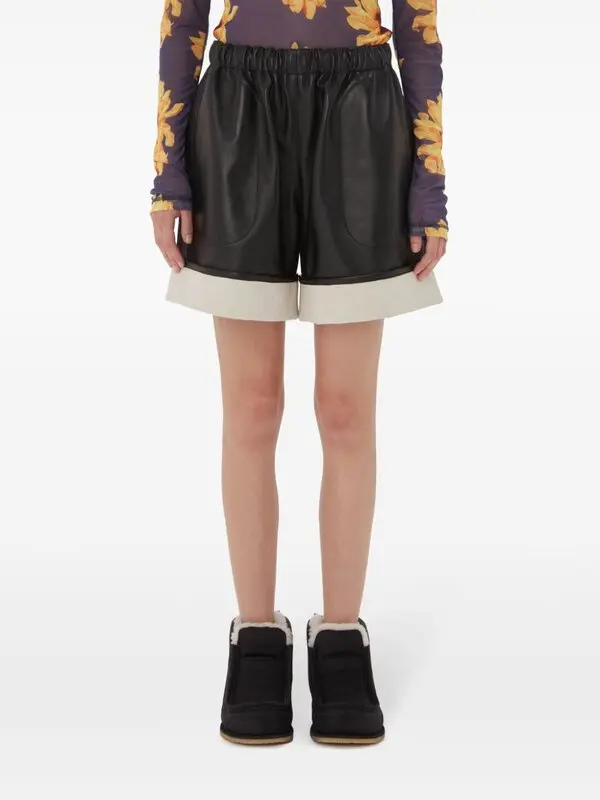 JW Anderson Contrast-hem Leather Shorts