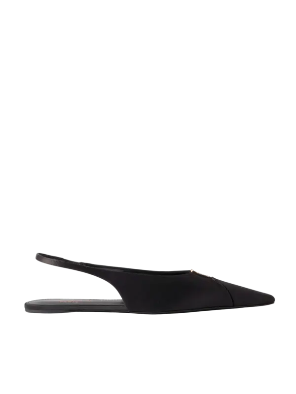 Saint Laurent Babylone Embellished Crepe Point-toe Slingback Flats