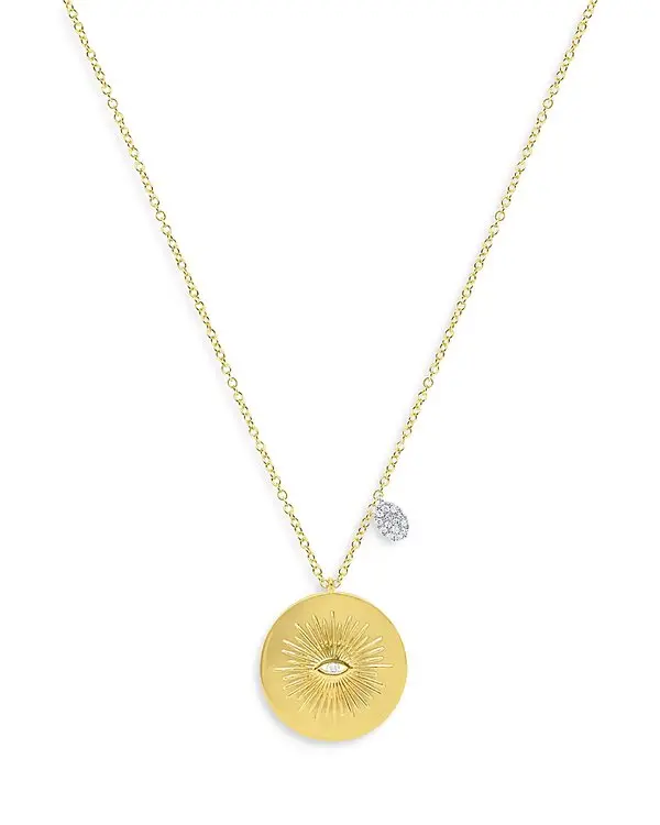 Meira T Diamond Sunray Evil Eye Pendant Necklace - Gold