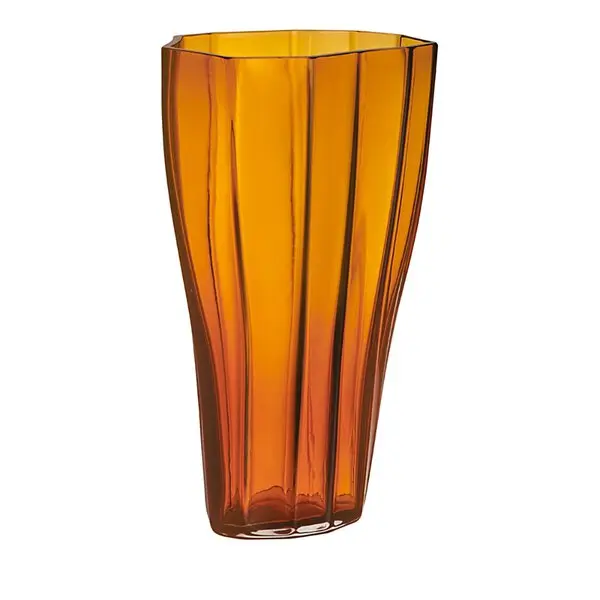 ORREFORS Reed Vase Amber, Medium - Orange