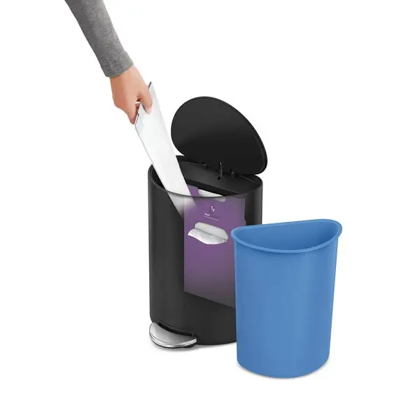 SIMPLEHUMAN 6 Liter Semi-round Bathroom Trash Can With Liner Pocket