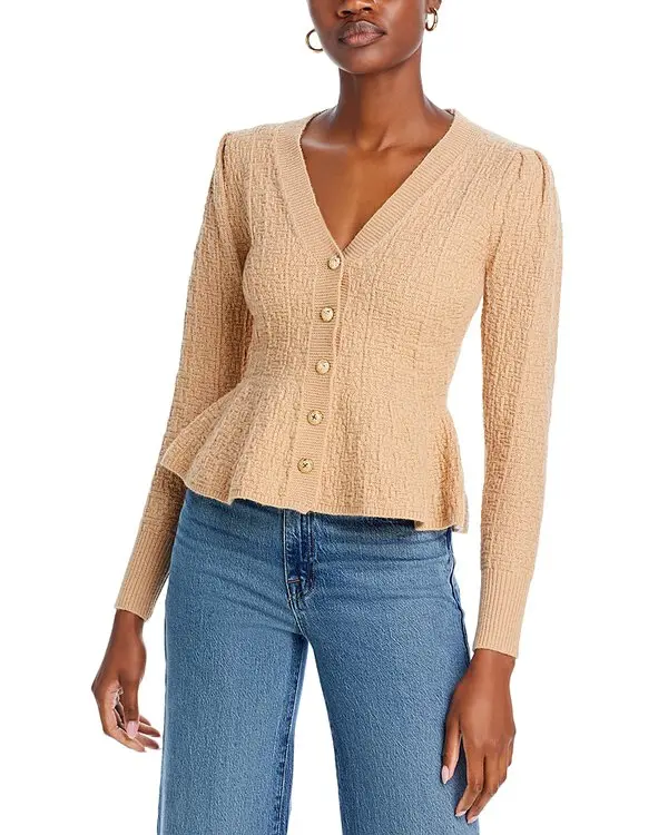 Line & Dot Amina Peplum Cardigan - Latte