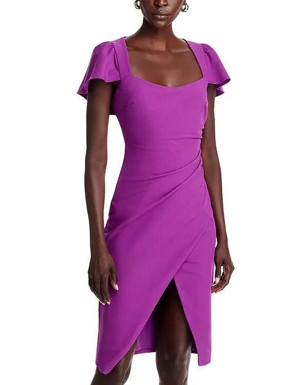 Black Halo Draped Sheath Dress - Hyacinth