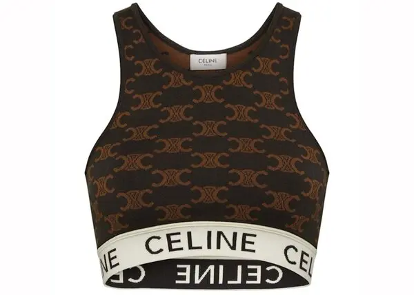 Celine Monogram Bra In Silk Cotton - Brown