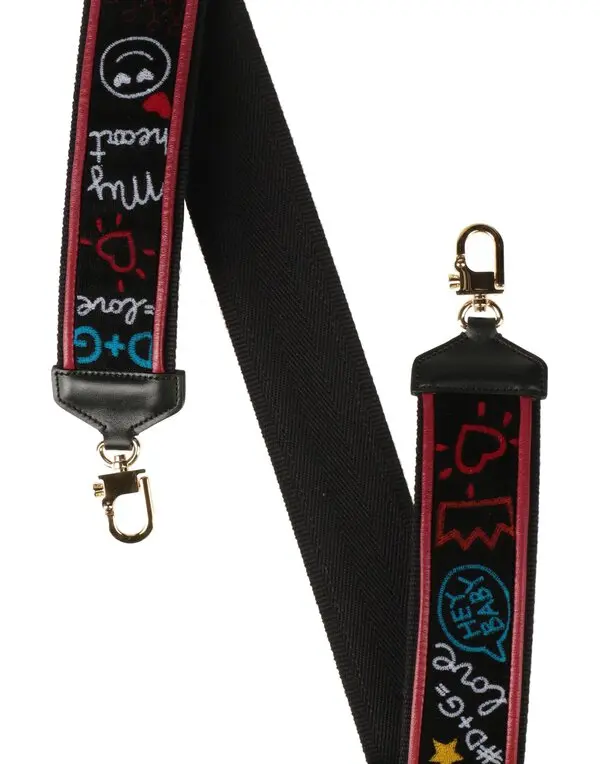 Dolce & Gabbana Cotton And Calfskin Bag Strap With Multicolor Embroidered Details